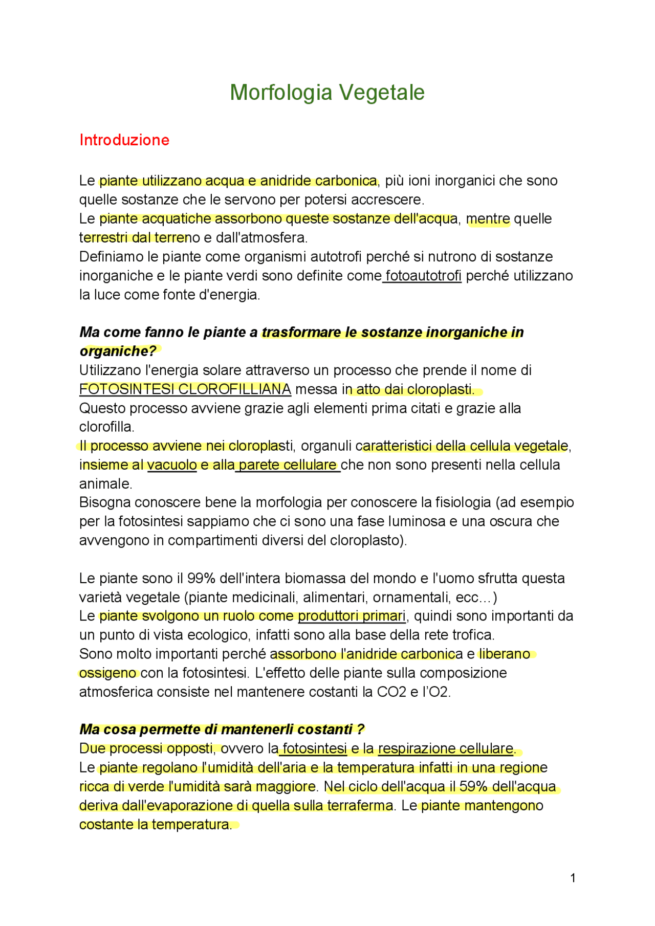 Morfologia Vegetale e Plastidi | Sbobinature di Morfologia delle piante ...