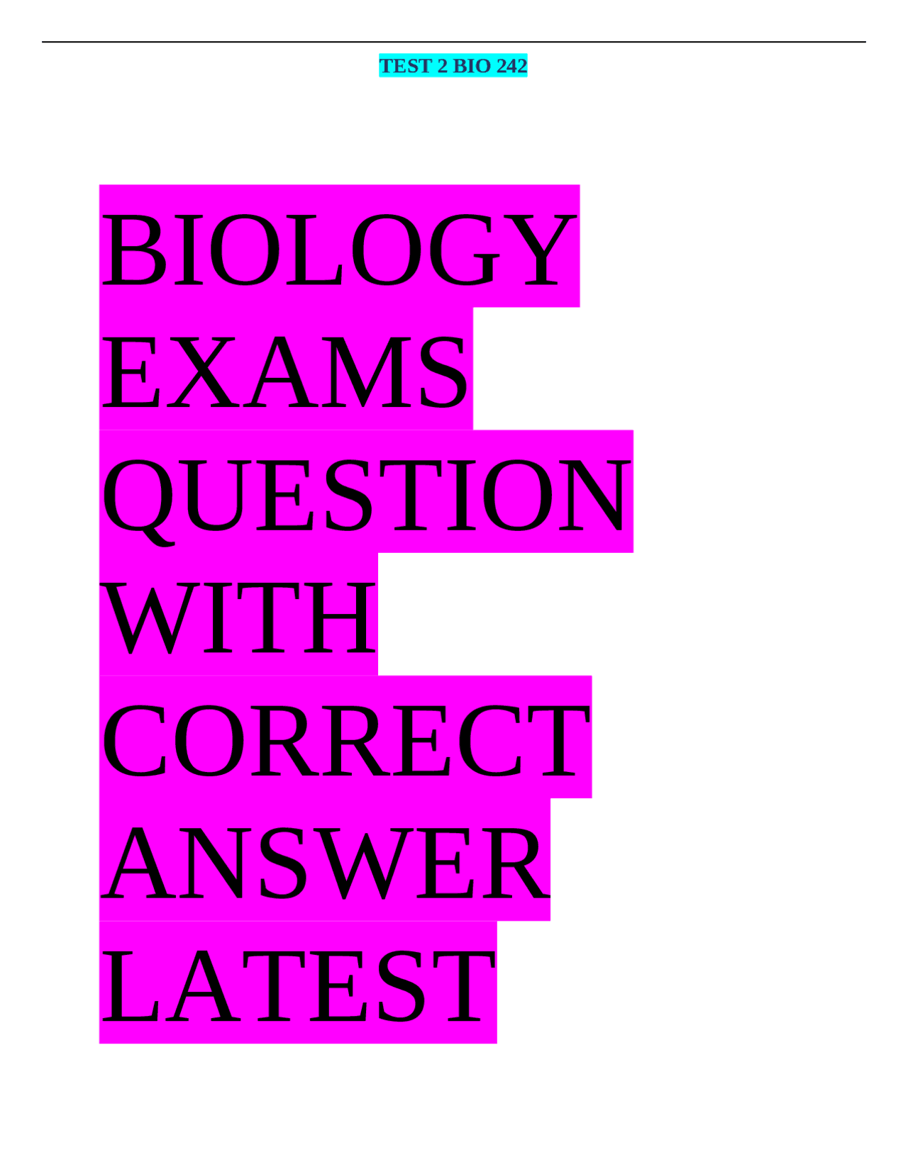 Biology Exams Question With Correct Answer Latest Updated 20232024