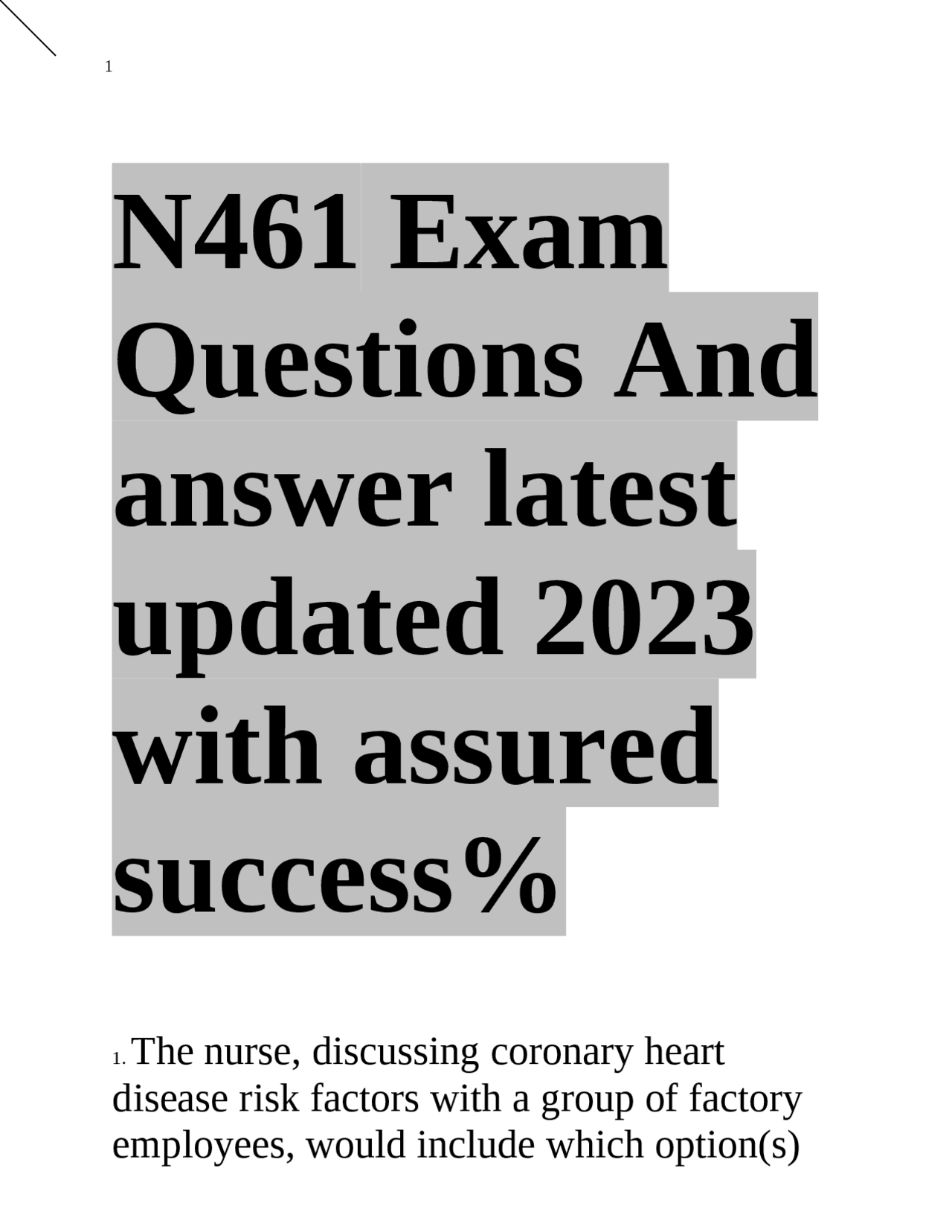 N461 Exam Questions And answer latest updated 2023 with assured success ...