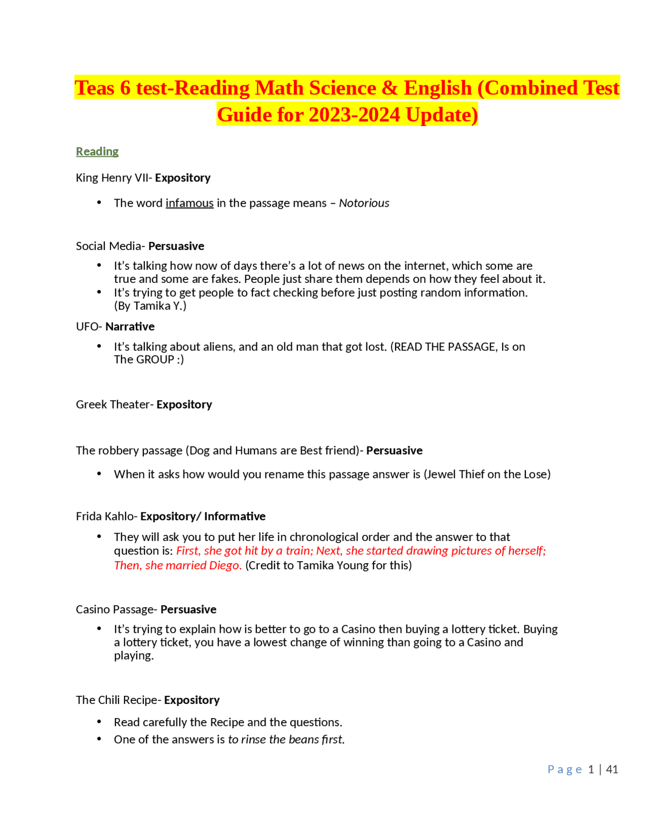 Teas 6 test-Reading Math Science & English (Combined Test Guide for ...