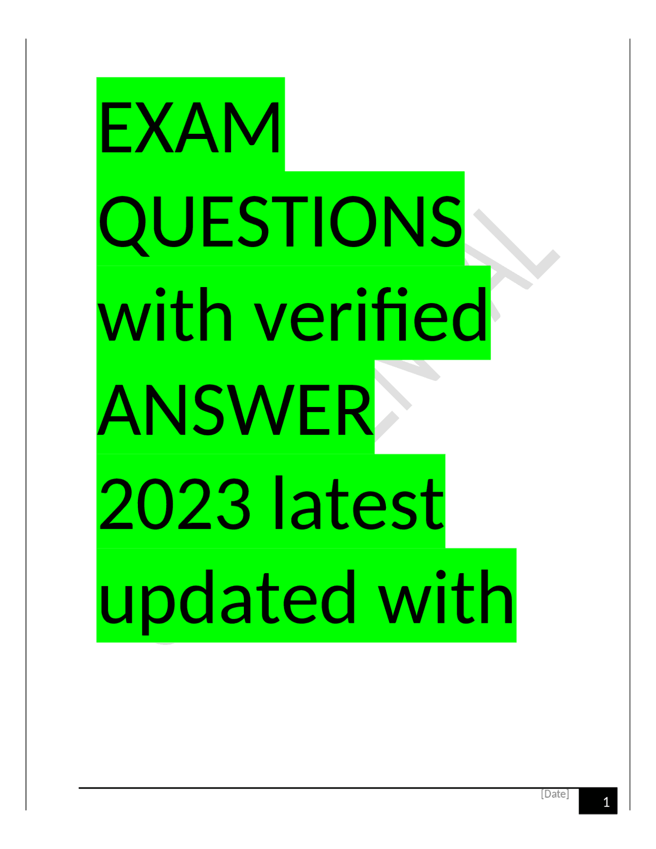 EXAM QUESTIONS with verified ANSWER 2023 latest updated with assured ...