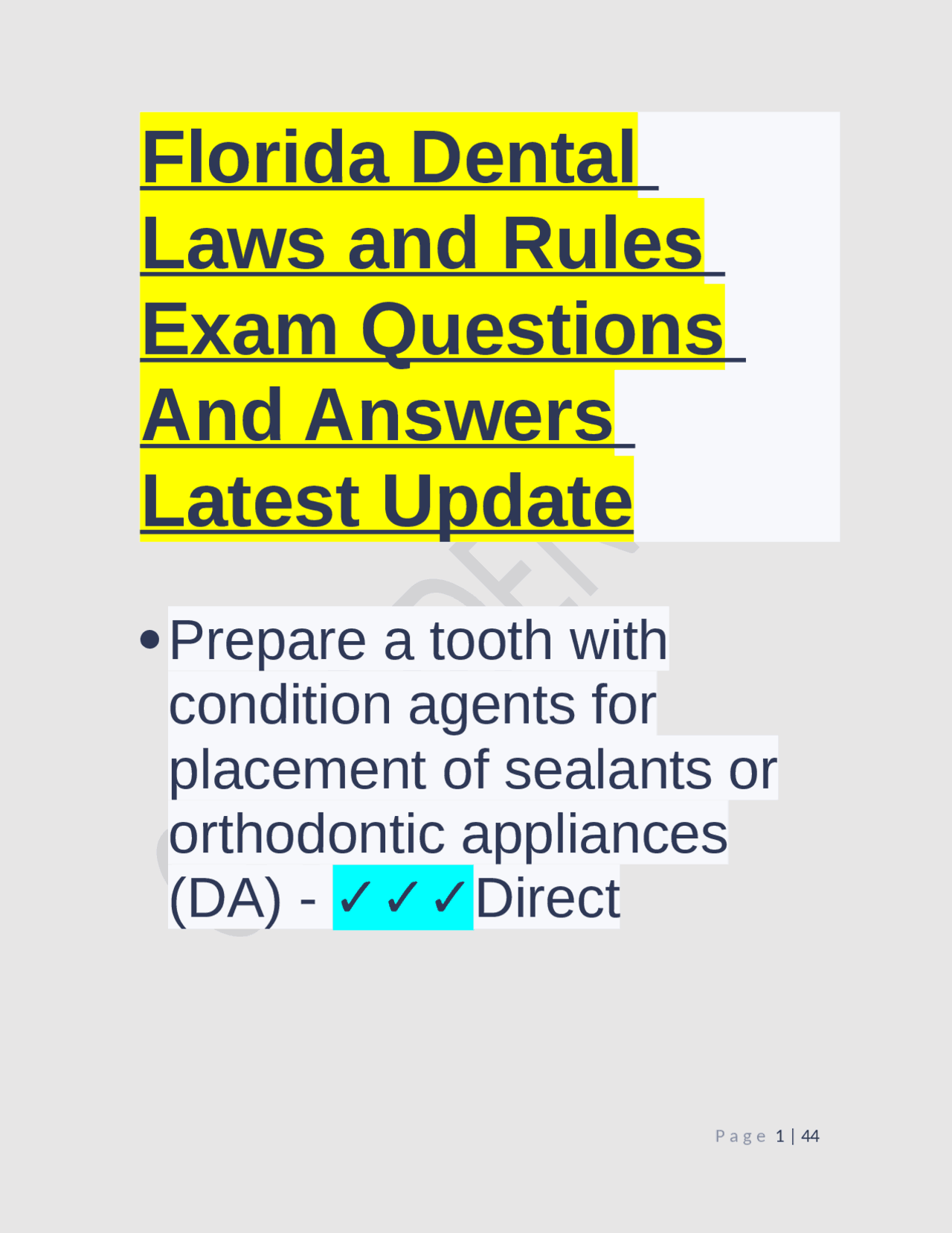 Florida Dental Laws and Rules Exam Questions And Answers Latest Update ...