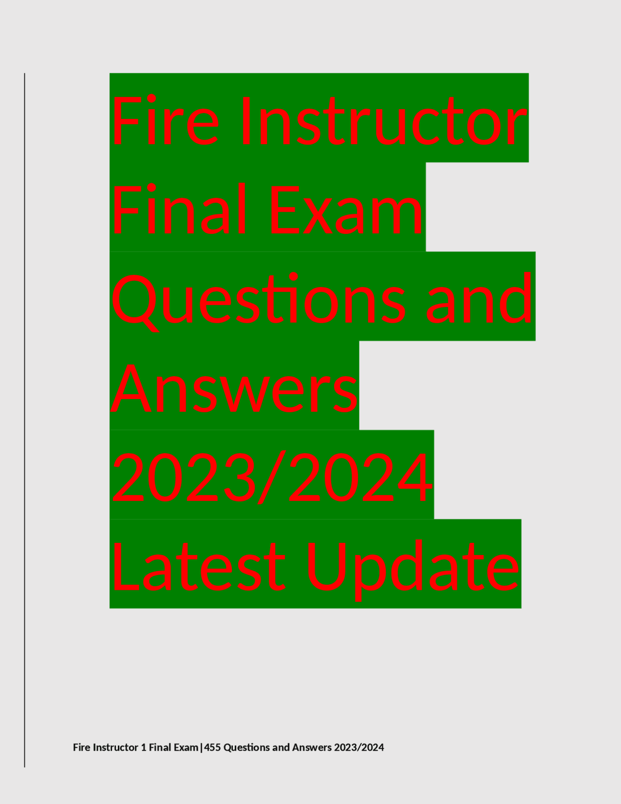 Fire Instructor Final Exam Questions and Answers 2023/2024 Latest ...