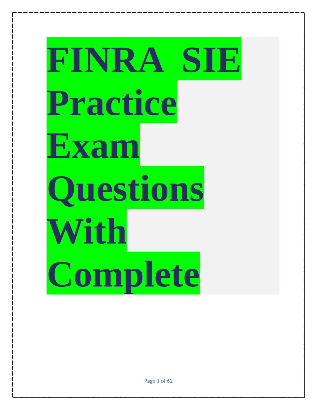 FINRA SIE Practice Exam Questions With Complete Solutions 2023 updated ...