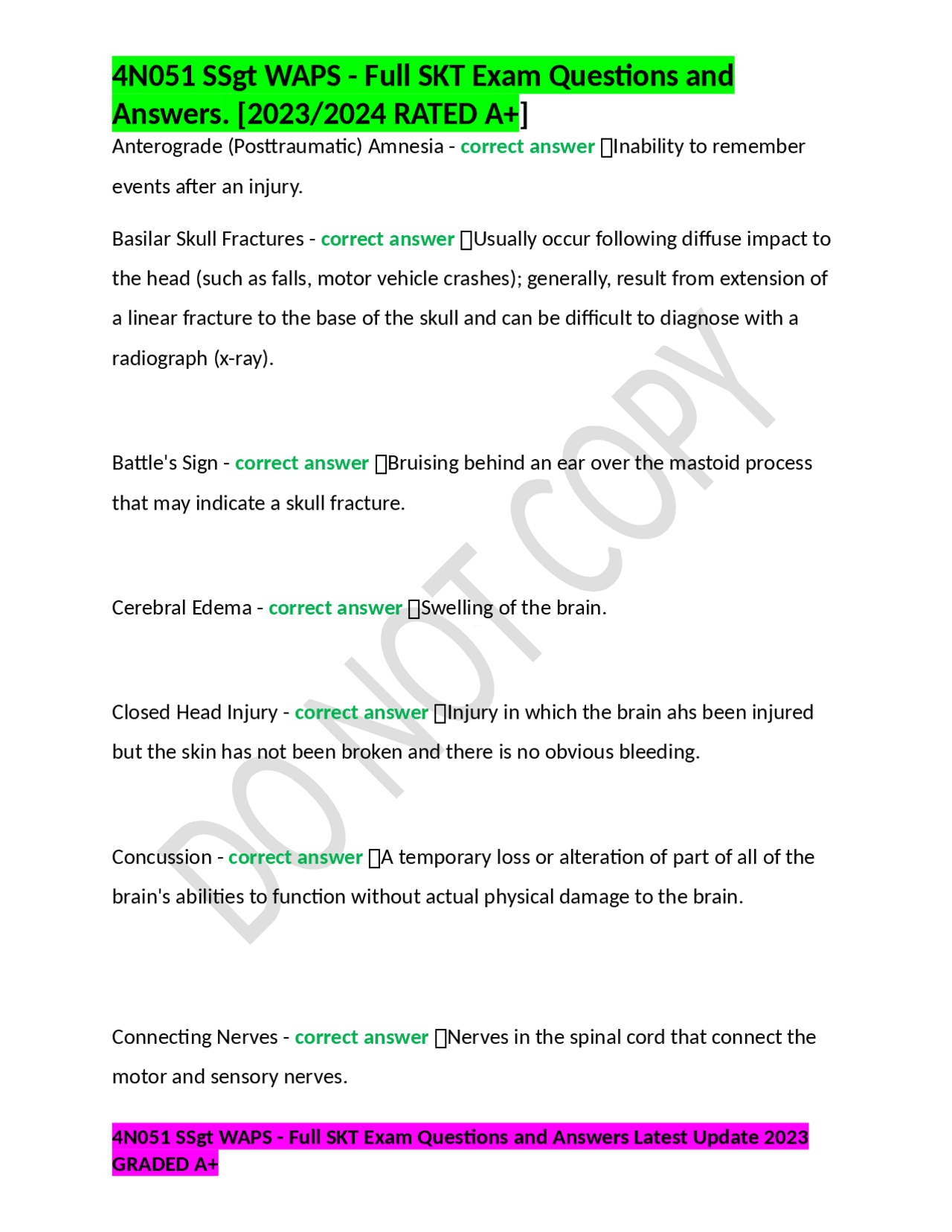 4N051 SSgt WAPS - Full SKT Exam Questions and Answers. [2023/2024 RATED ...