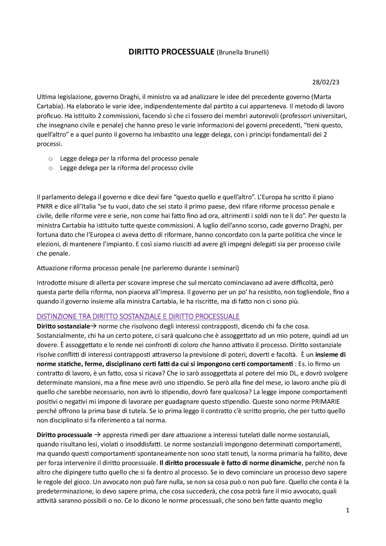 DIRITTO PROCESSUALE- appunti integrati con libro + slides | Appunti di Diritto Processuale | Docsity