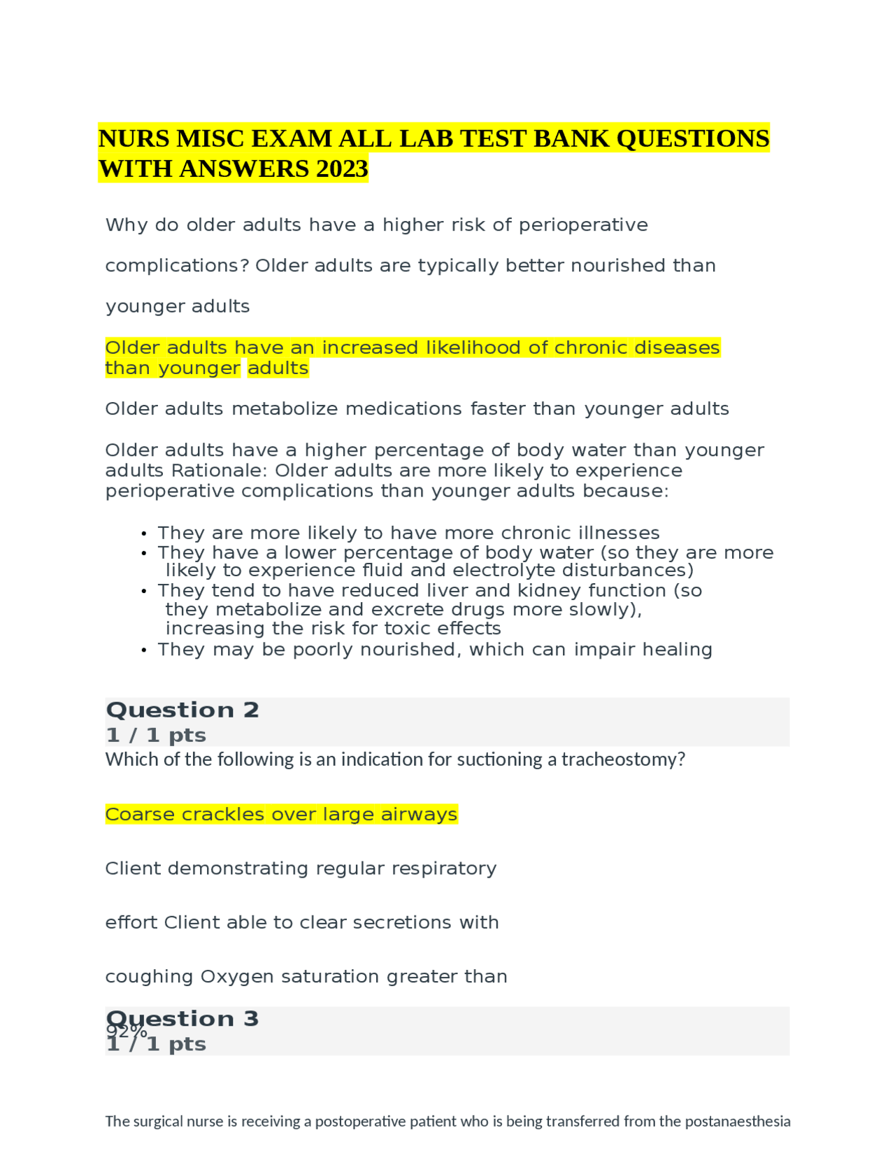 NURS MISC EXAM ALL LAB TEST BANK QUESTIONS WITH ANSWERS 2023 | Exams ...