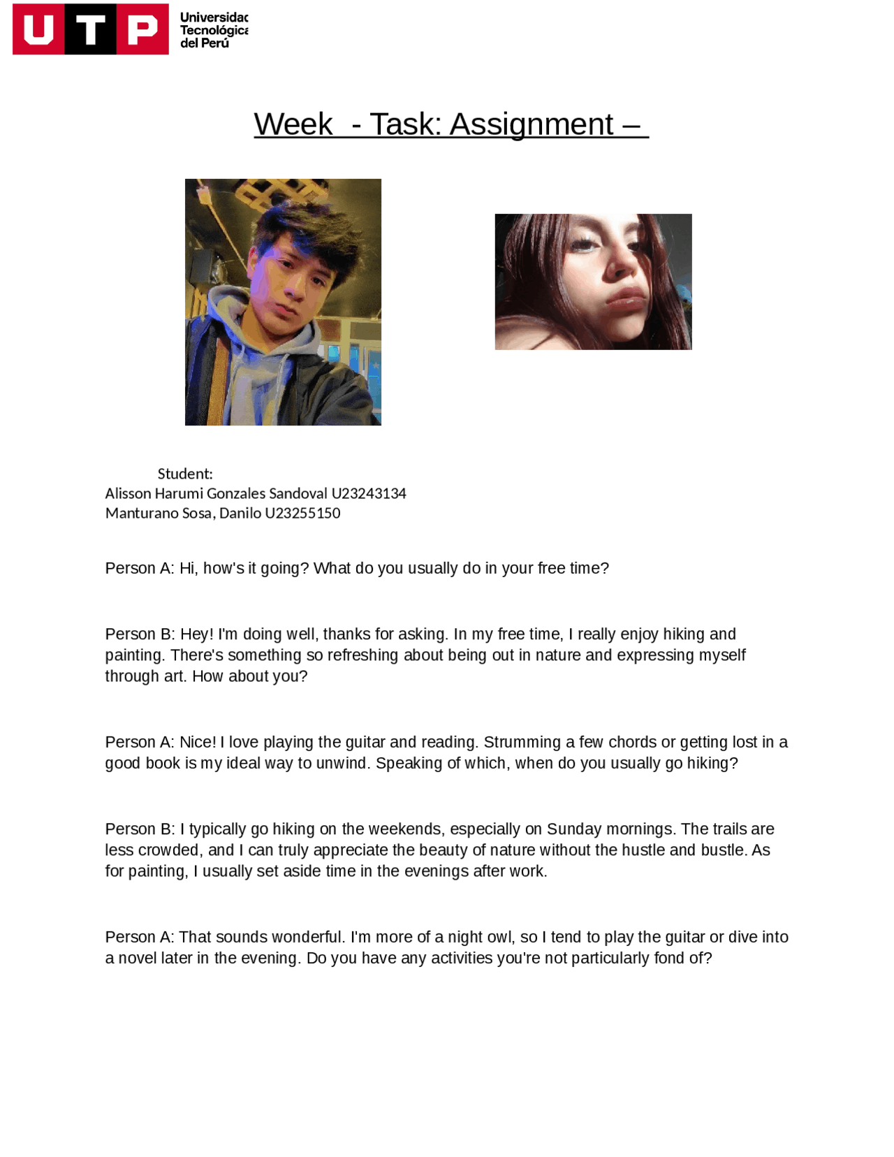 Tarea Academica numero 2- semana 16 ingles 2 utp | Exámenes de Inglés | Docsity