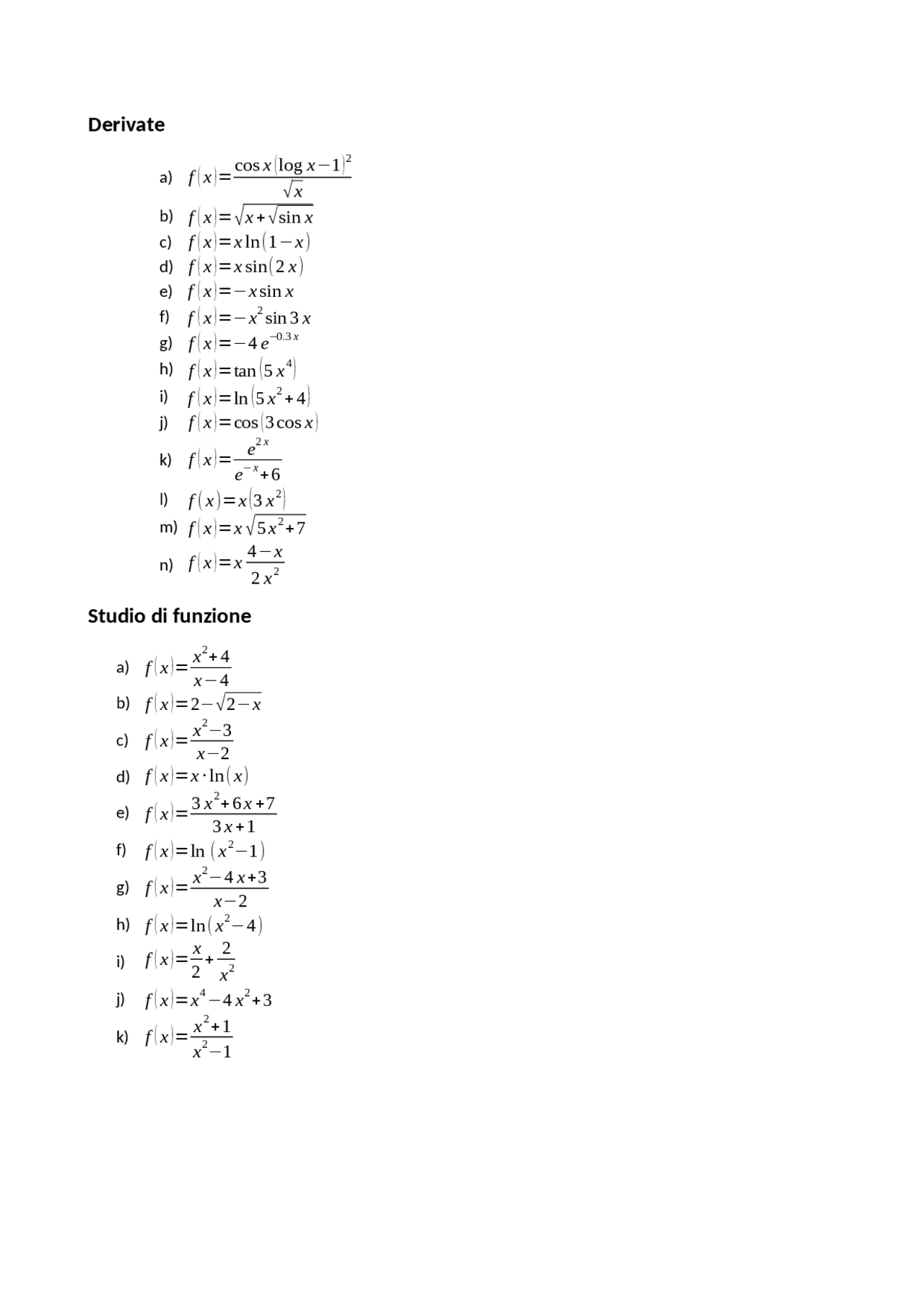 Analisi di funzioni derivate e studio di funzioni - Prof. Colucci | Schemi e mappe concettuali ...