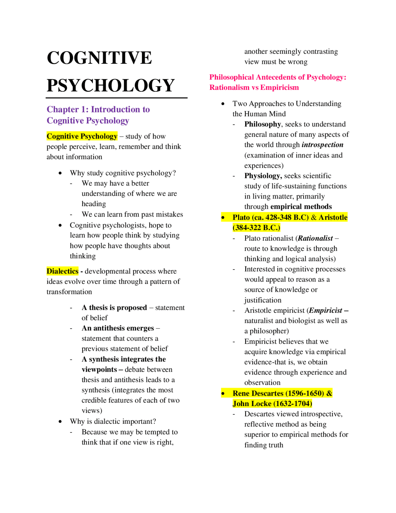 Introduction to Cognitive Psychology: A Historical Perspective ...