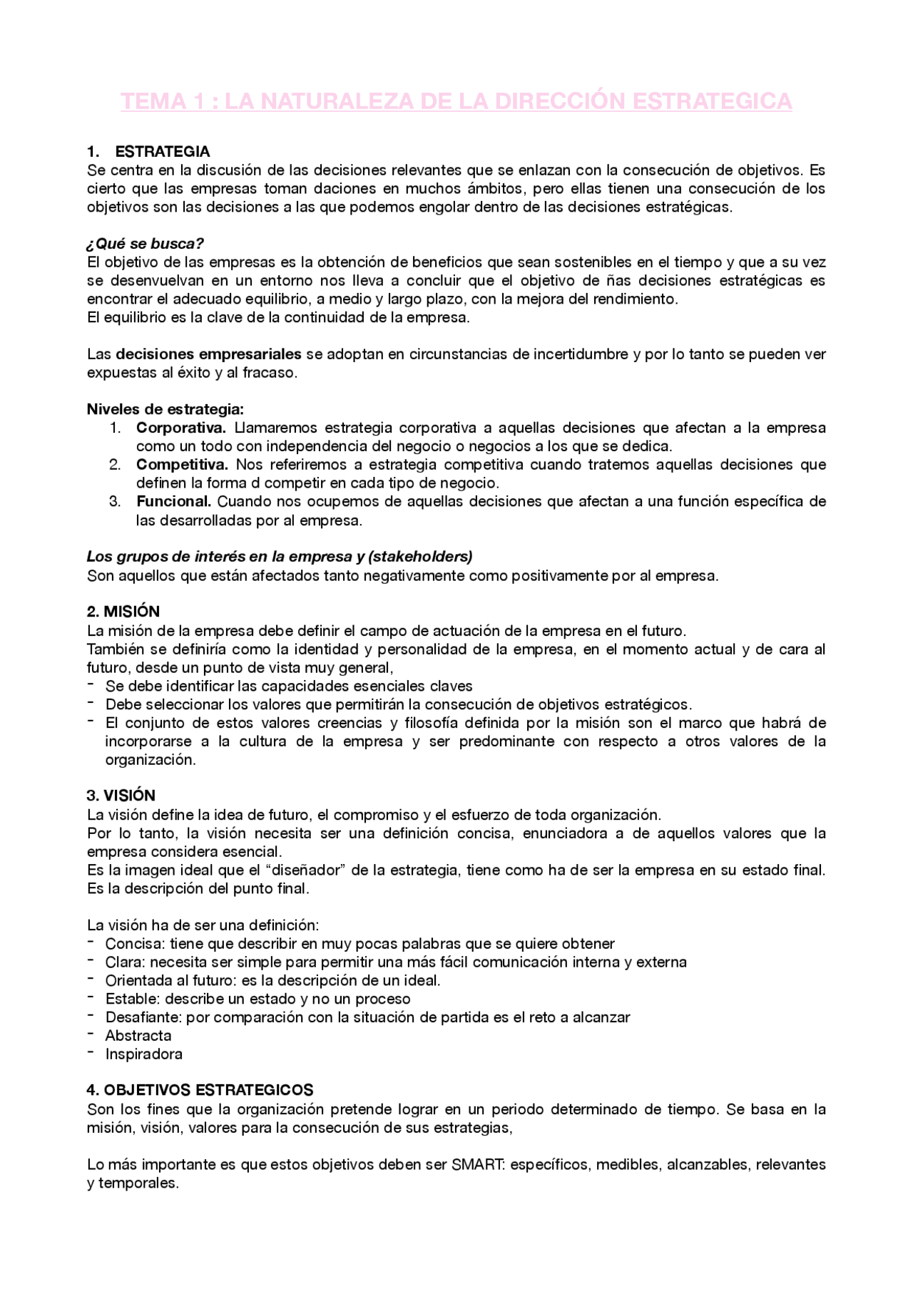 Lo más importante y conceptos de estrategia básicos | Esquemas y mapas conceptuales de Dirección ...