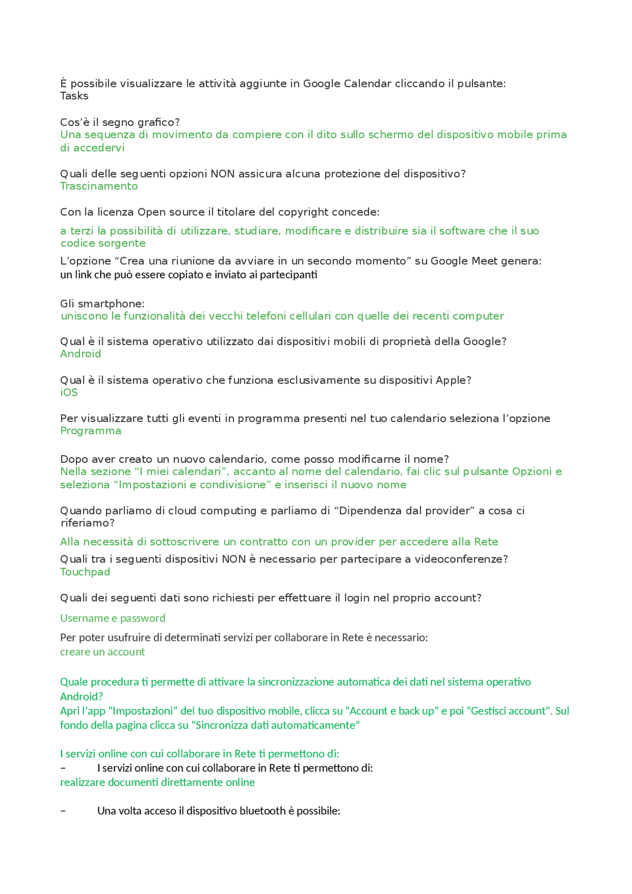 Domande e Risposte su Google Calendar, Google Meet e Cloud Computing | Prove d'esame di Model ...