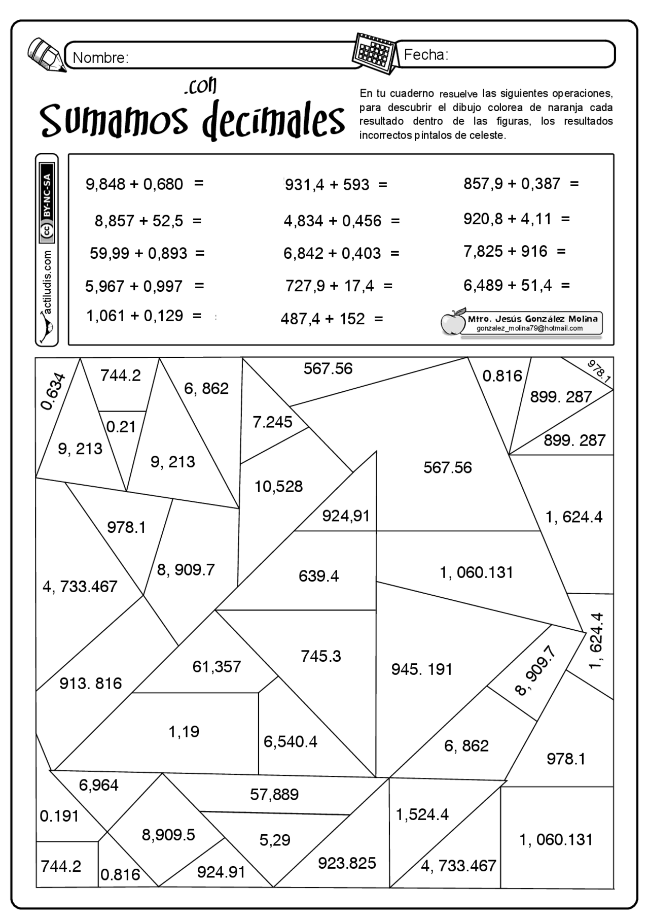 Suma Decimales Grado 6 | Ejercicios de Matemáticas | Docsity