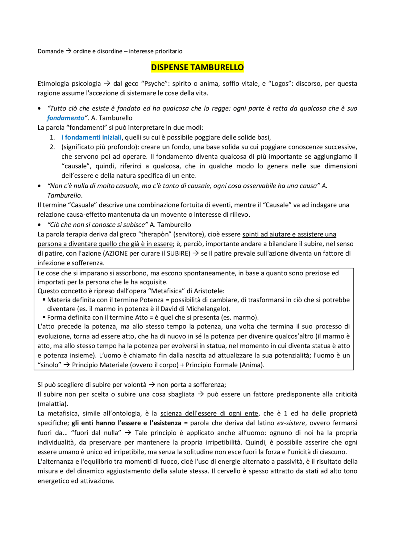 DISPENSE Prof. Tamburello, esame di clinica | Dispense di Psicologia ...