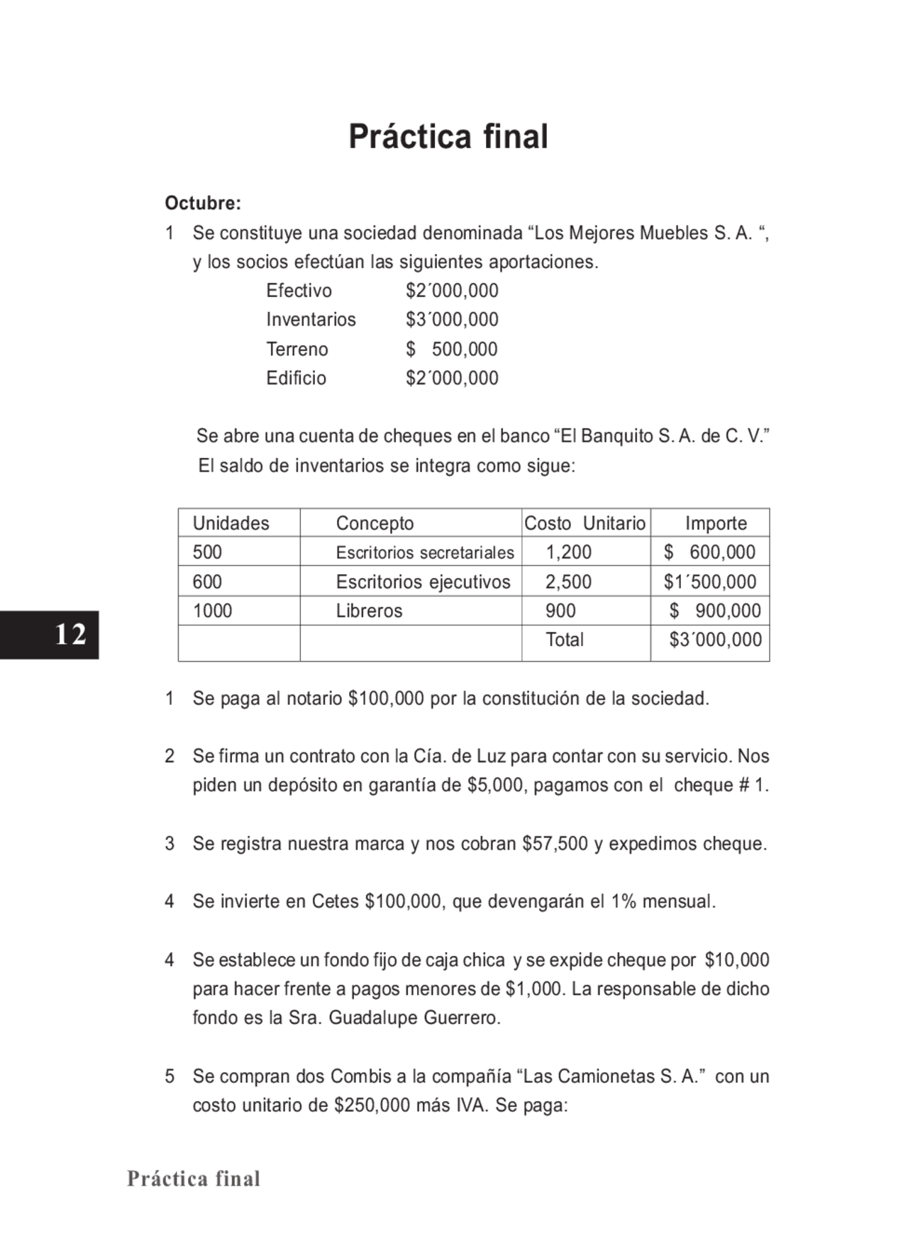 Práctica final de contabilidad - Prof. Suaci | Cheat Sheet Web Design and Development | Docsity