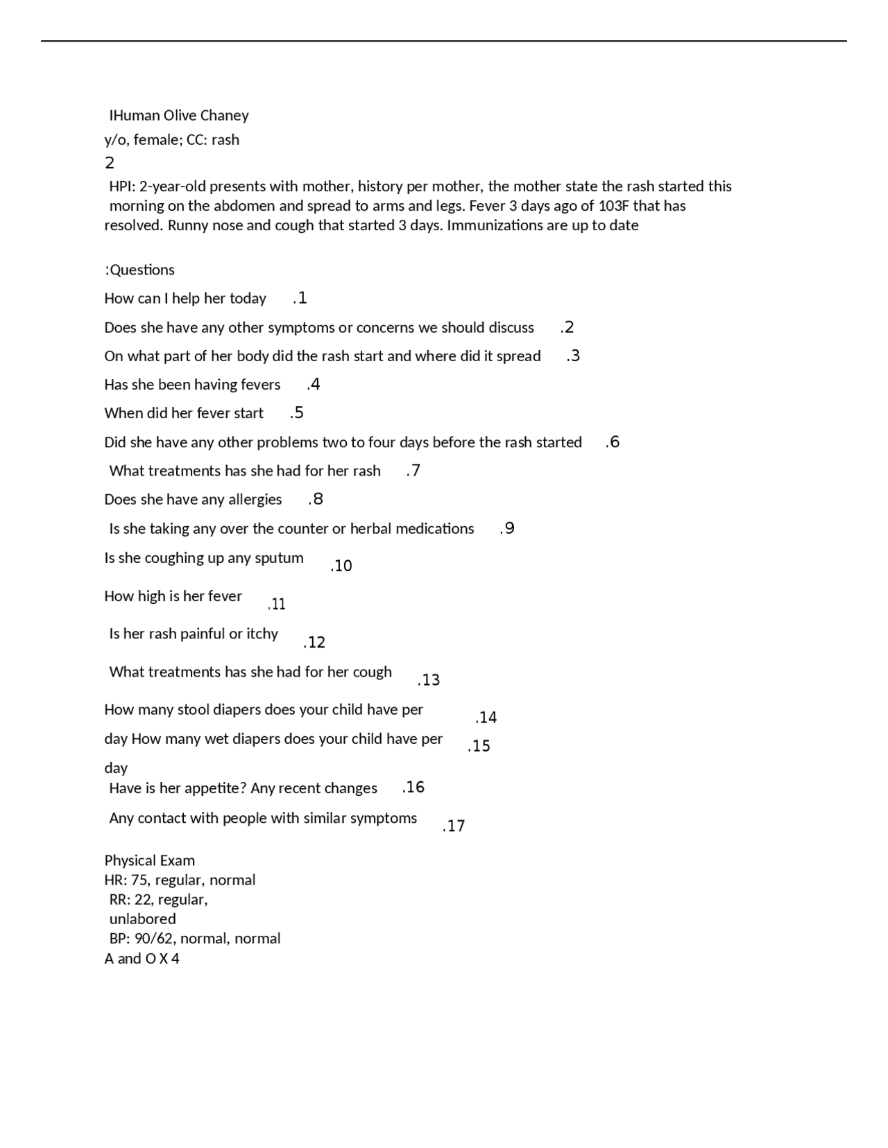 Medical Case Study: Rash and Respiratory Symptoms in a 2-Year-Old Child ...
