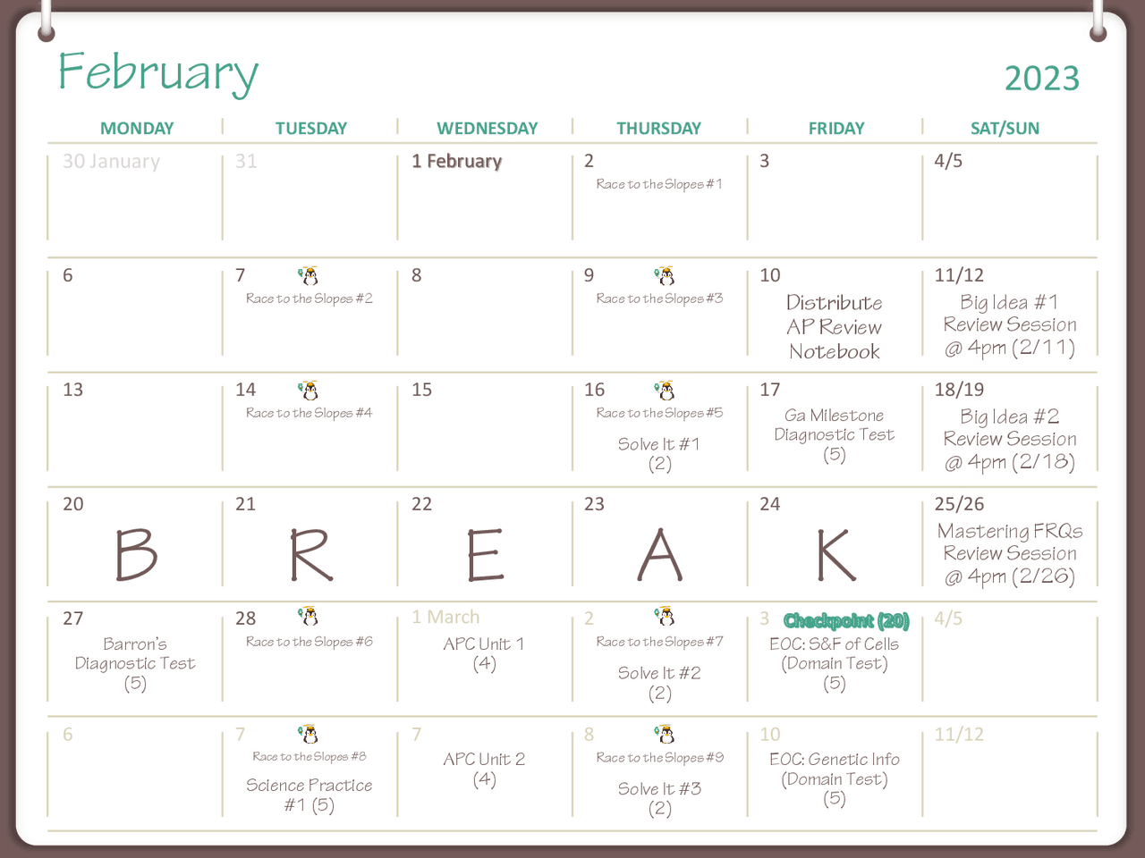 ap review calendar 2022 -2023 | Exams Biology | Docsity