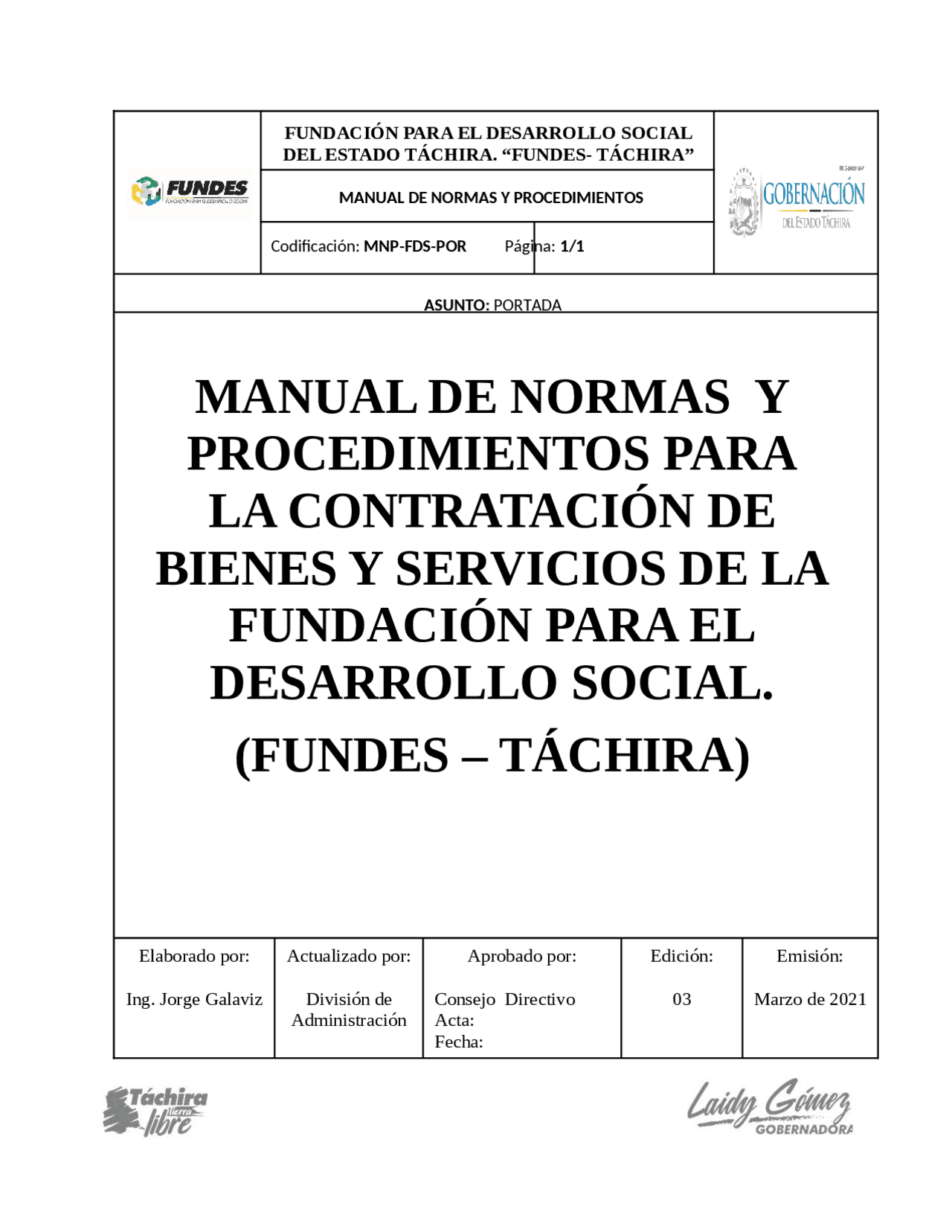 manual de compras fundes tachira | Monografías, Ensayos de Desarrollo organizacional | Docsity