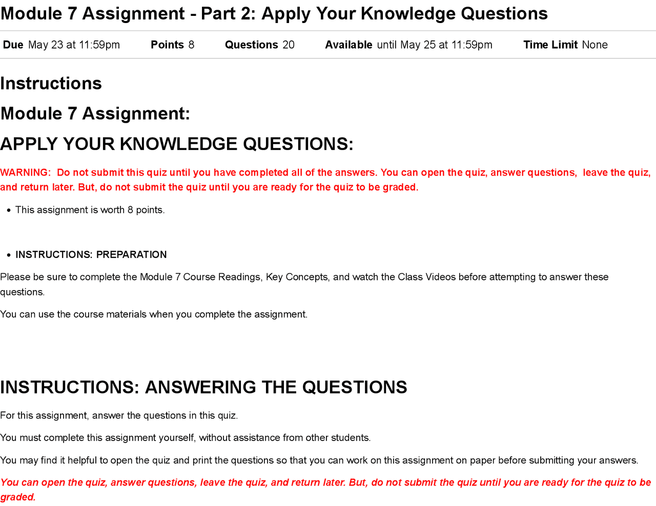 MATH 110 Module 7 Assignment - Part 2: Apply Your Knowledge Questions 2023/24 | Exams ...