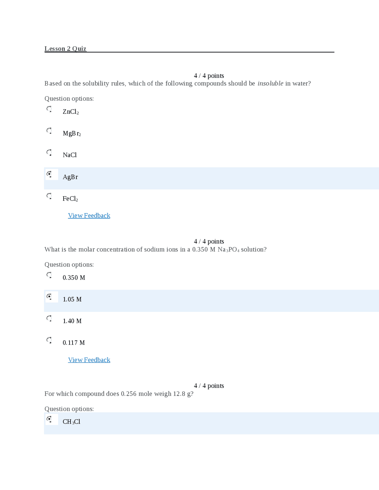 Chemistry Quiz Questions | Quizzes Chemistry | Docsity