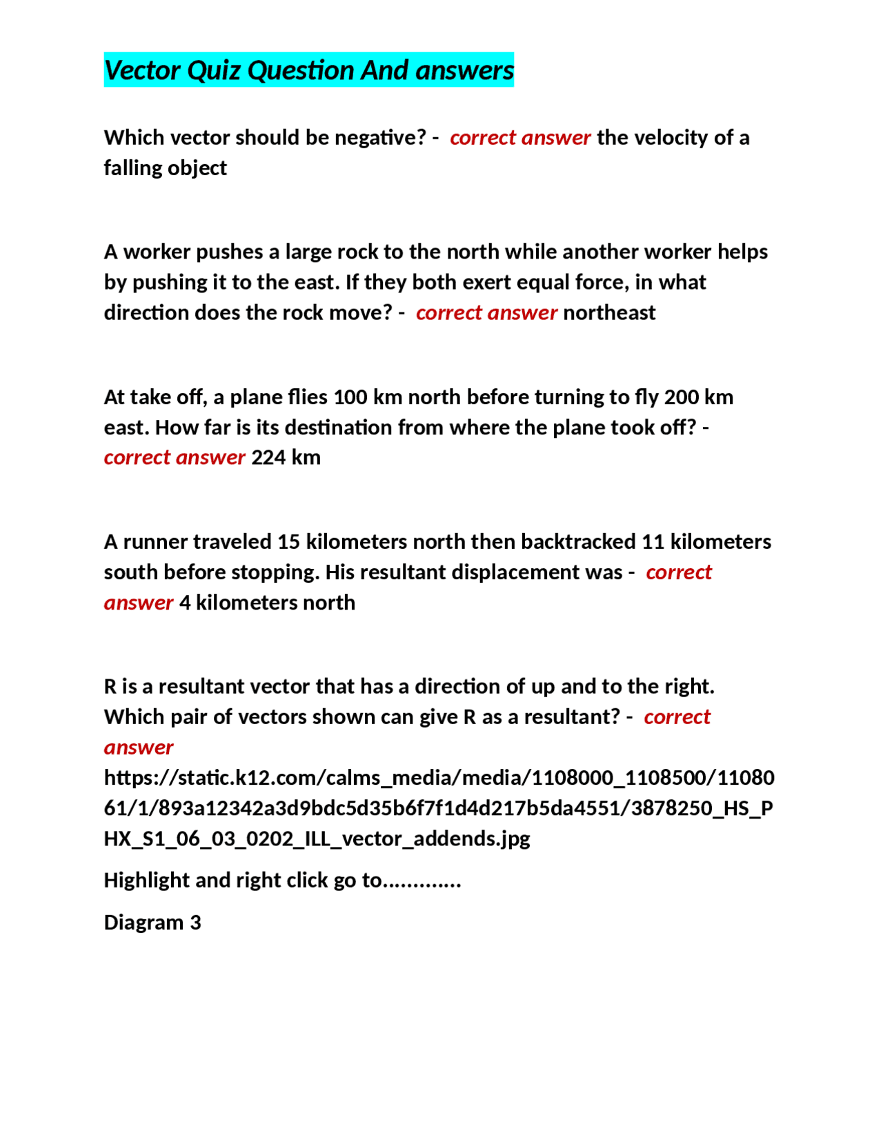 Vector Quiz Question And answers | Exams Nursing | Docsity