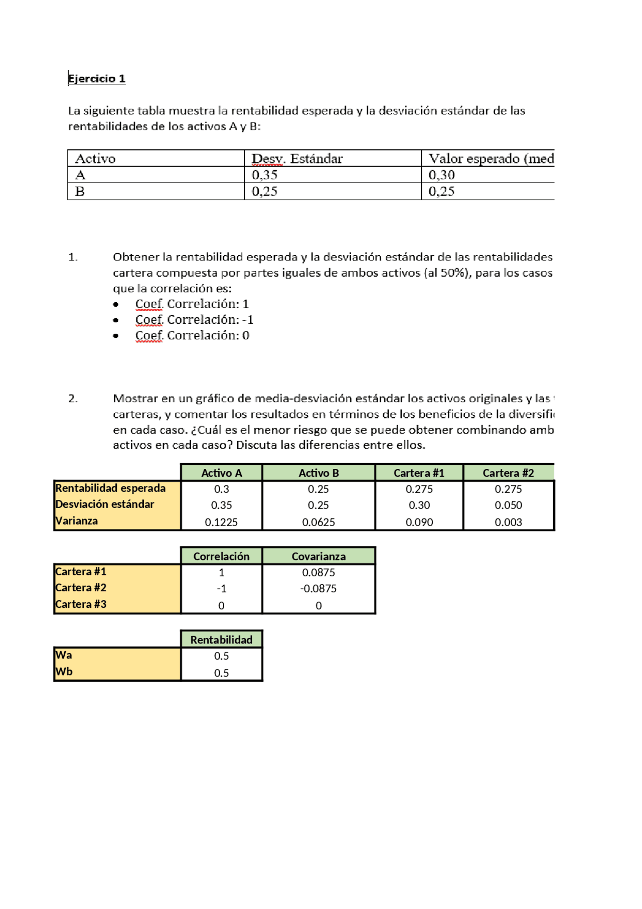 Ejercicio de Cartera | Ejercicios de Derecho | Docsity