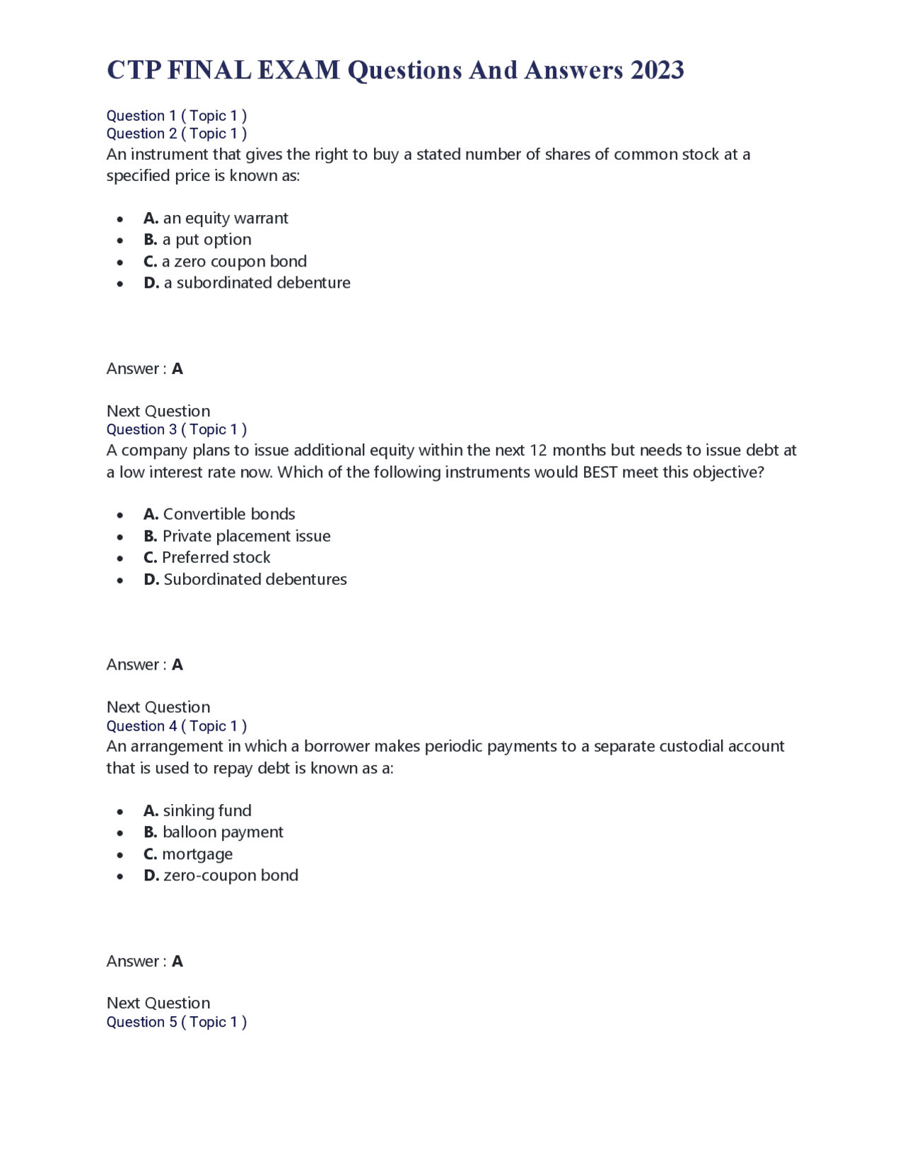 CTP Final Exam Questions and Answers 2023 | Exams Nursing | Docsity