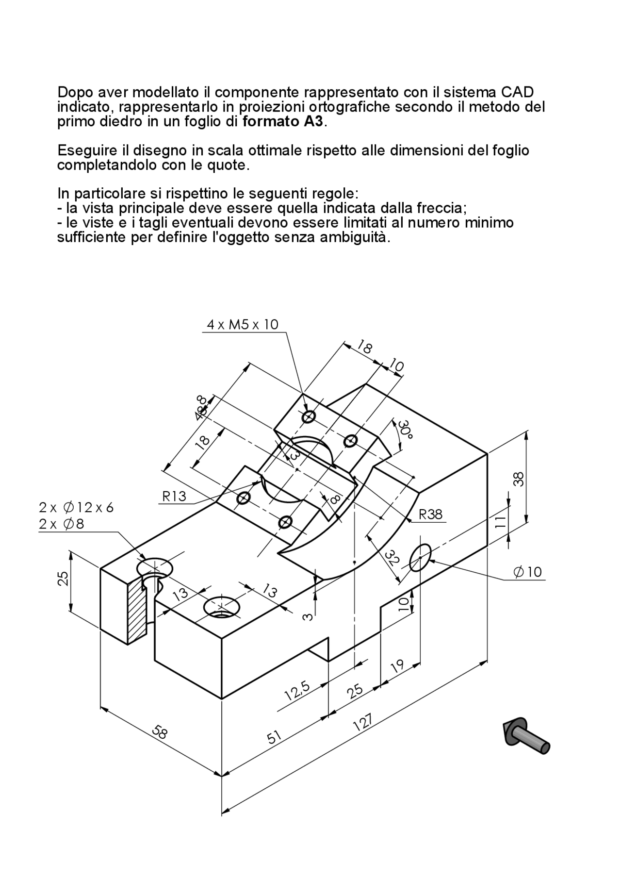 esercizio disegno computer- cad | Esercizi di Disegno Di Macchine | Docsity