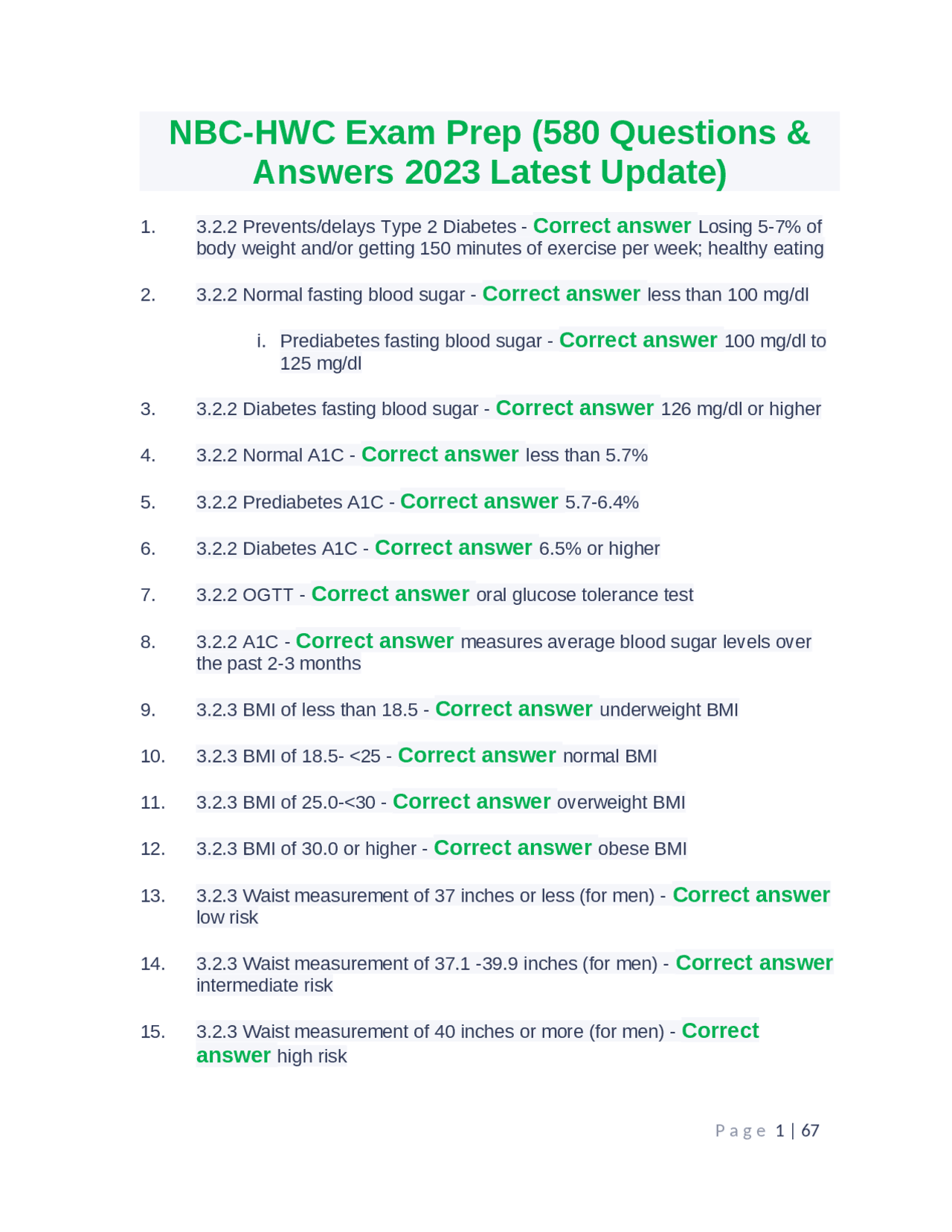 NBC-HWC Exam Prep | Exams Community Corrections | Docsity