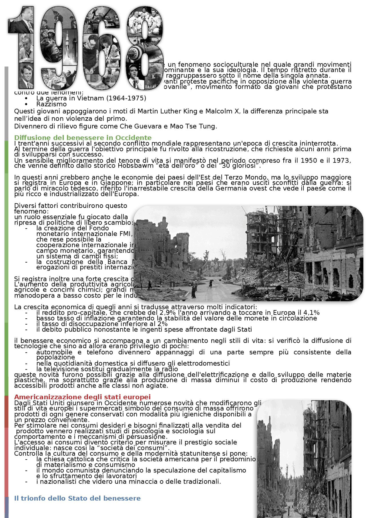 i fenomeni del Sessantotto | Appunti di Storia | Docsity
