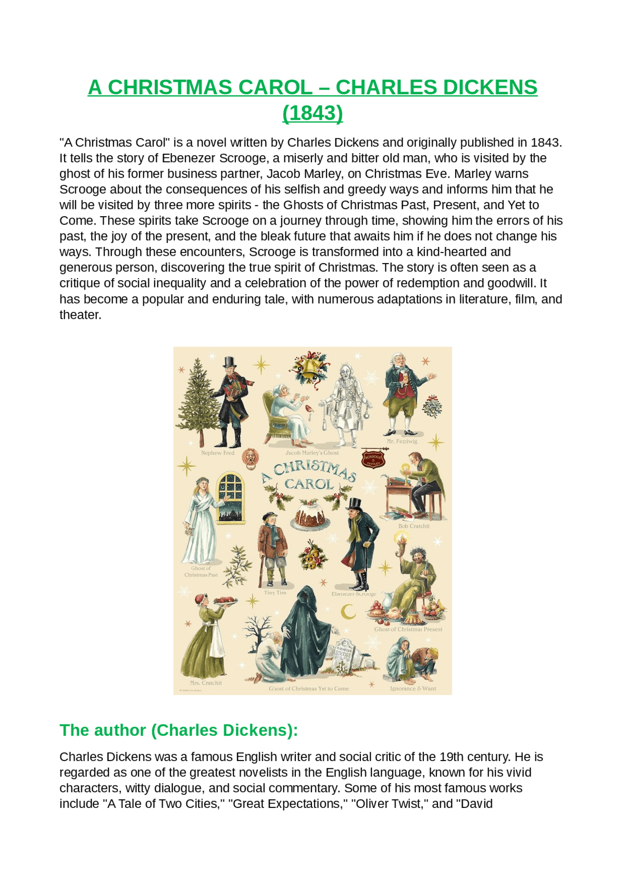 A Christmas Carol - Charles Dickens | Appunti di Inglese | Docsity