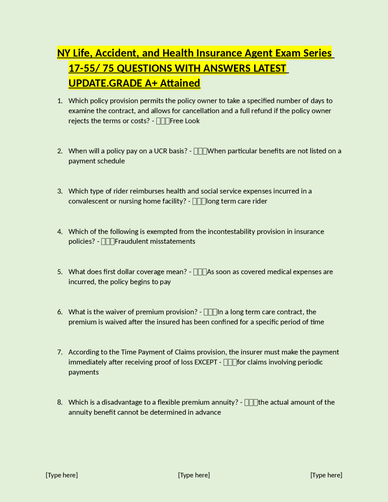 NY Life, Accident, and Health Insurance Agent Exam Series 17-55/75 ...