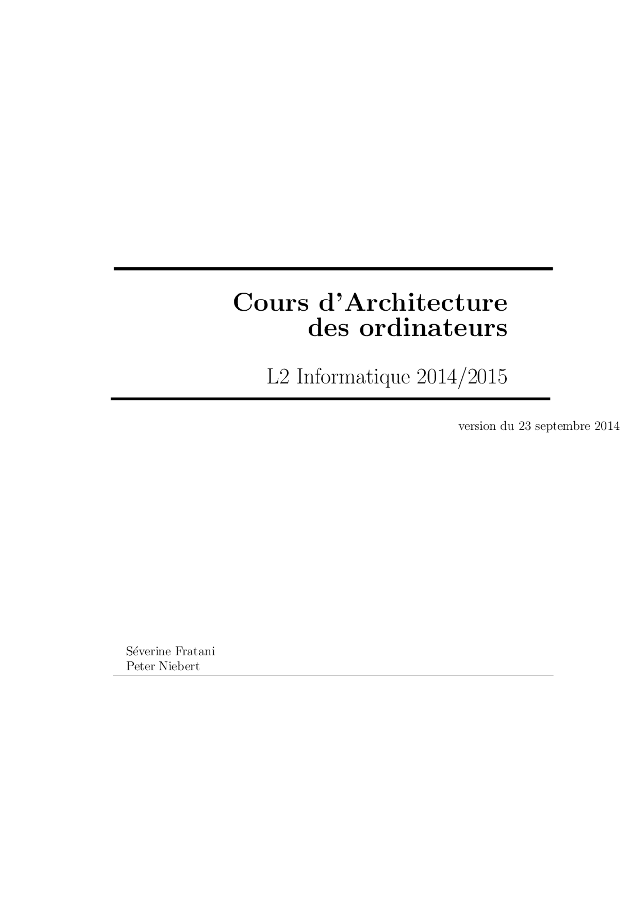 Cours d’Architecture des ordinateurs | Lecture notes Computer science ...
