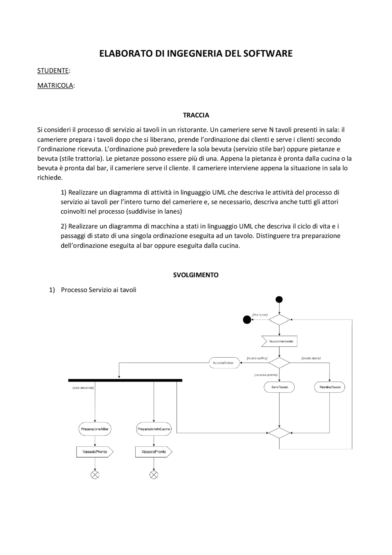 Elaborato Ingegneria del Software 2023 | Esercizi di Ingegneria del Software | Docsity