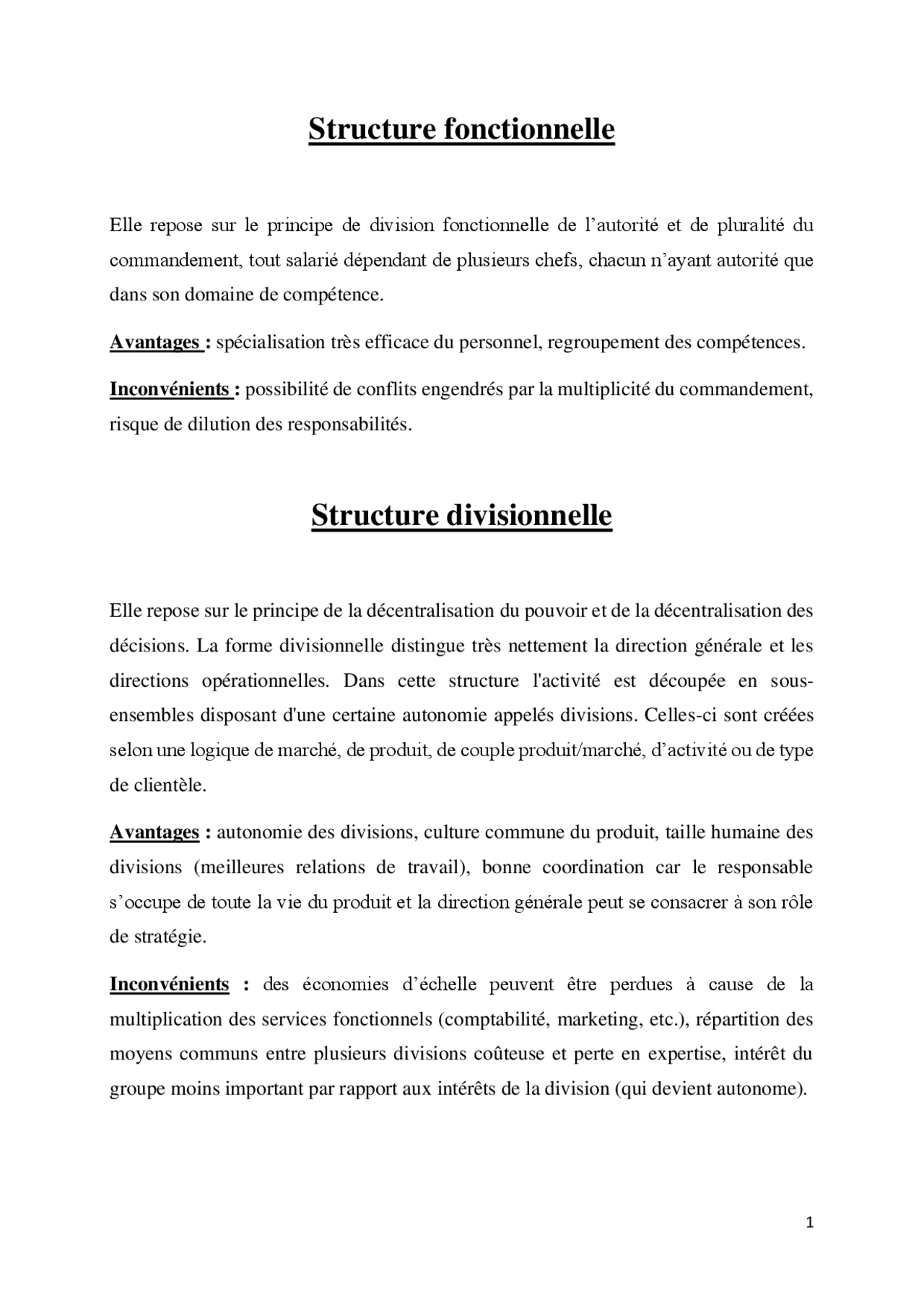 Les structures organisationnelles : les déterminants de la structure ...