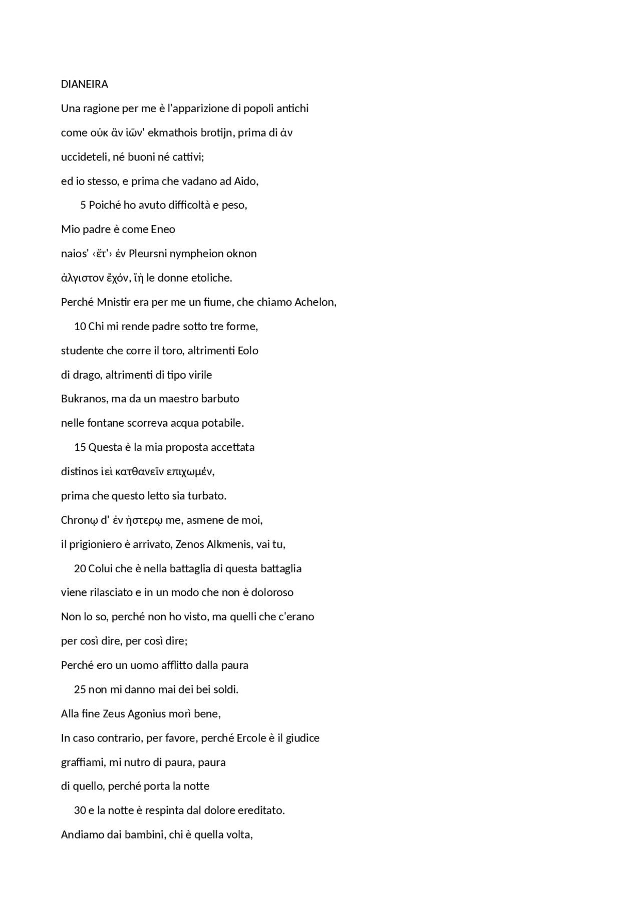 traduzione amatoriale dell'trachinie di sofocle | Dispense di Letteratura Greca | Docsity