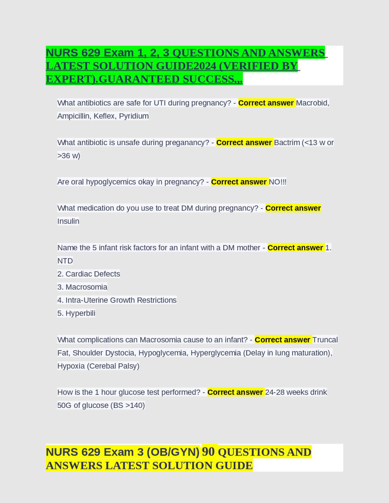 NURS 629 Exam 1, 2, 3QUESTIONS AND ANSWERS LATEST SOLUTION GUIDE2024 ...