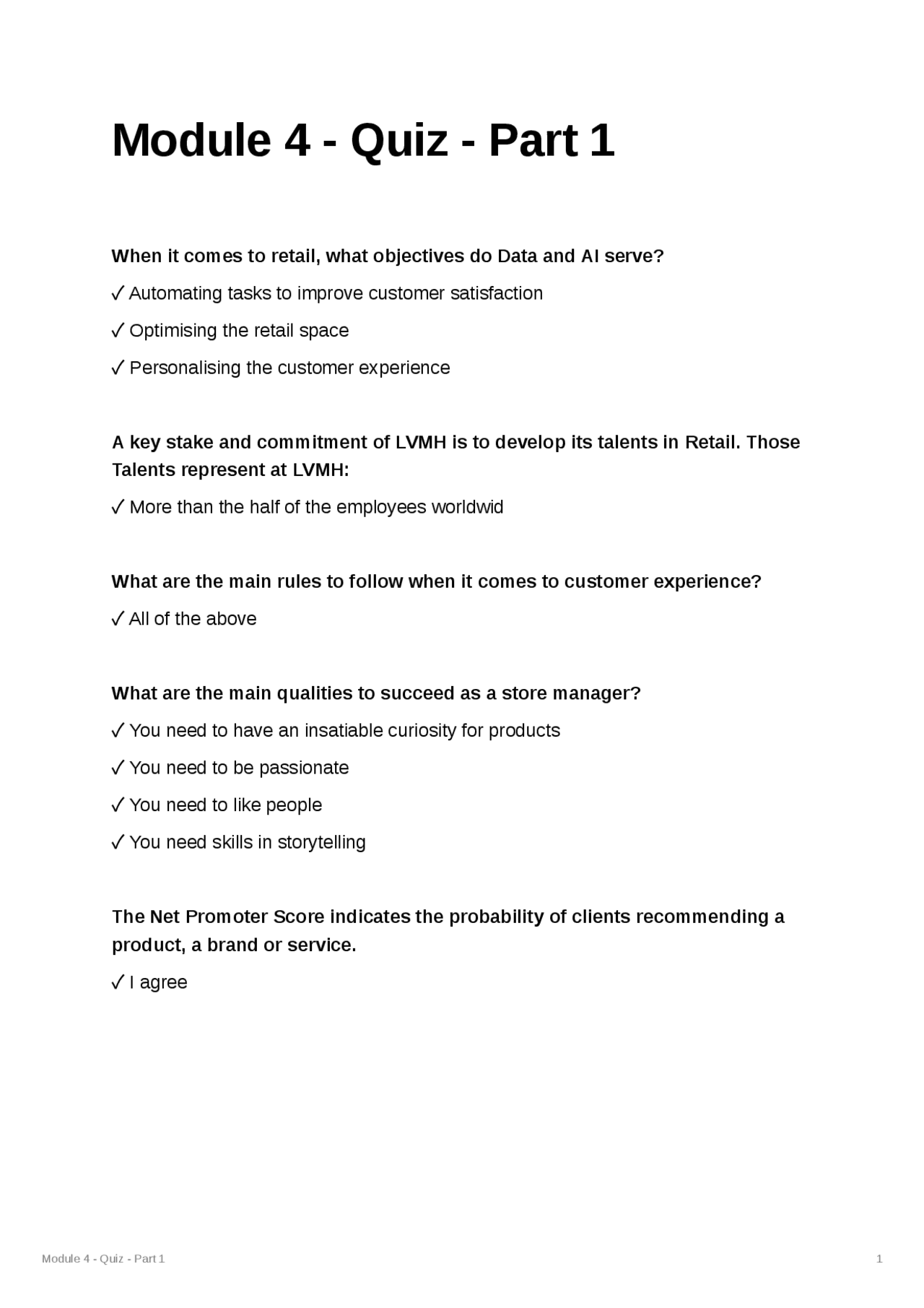 QUIZ - MODULE 4 PART 1 - INSIDE LVMH | Examens Communication et Gestion des Ressources Humaines ...