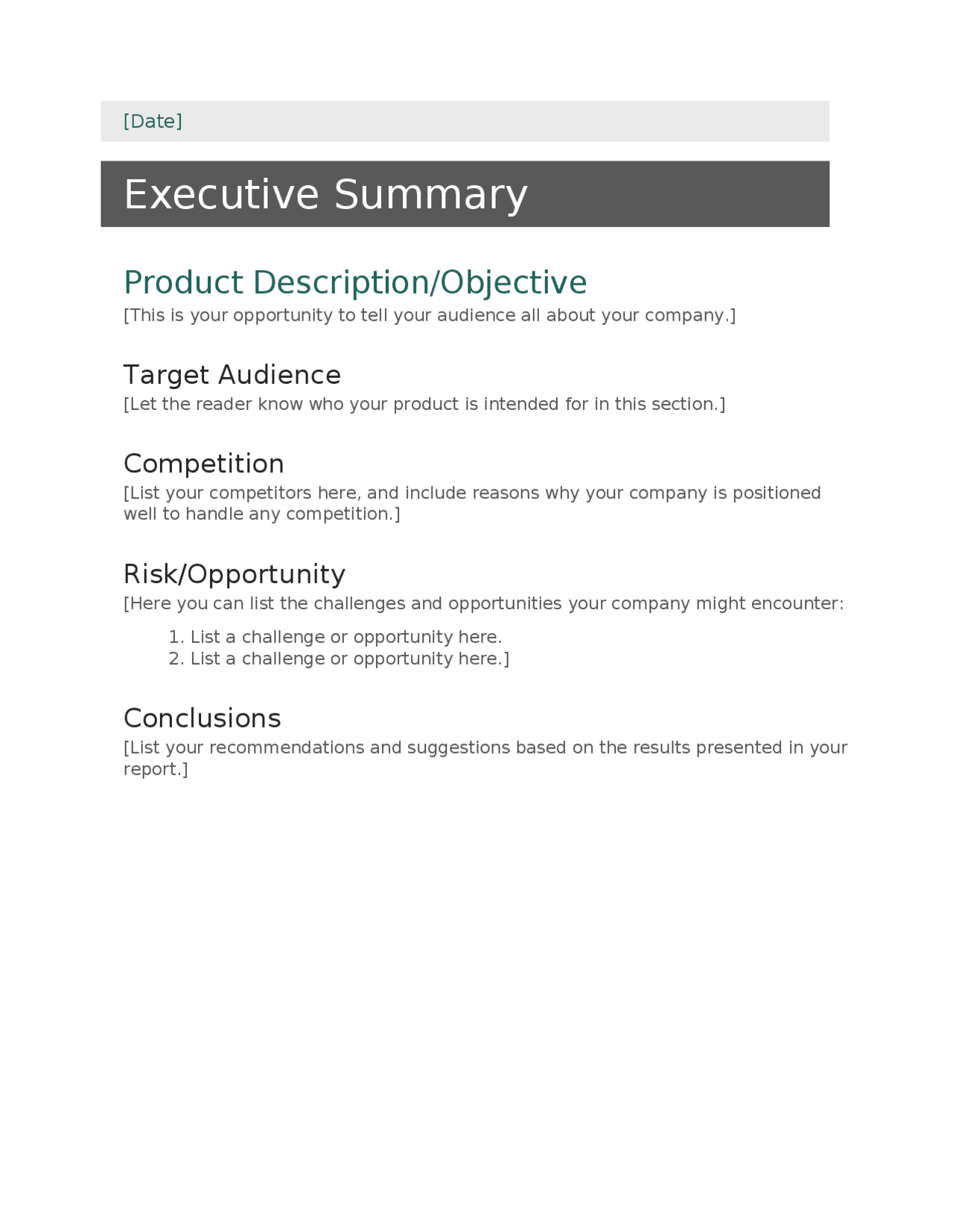 Executive Summary- Final Class | Summaries Business English | Docsity