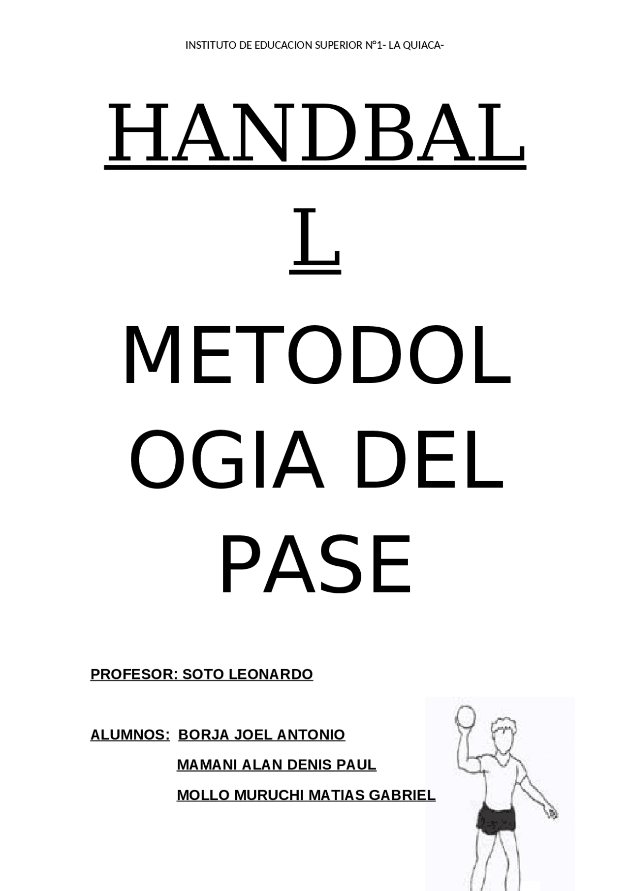 Handball metodología del pase | Ejercicios de Educación Física y ...