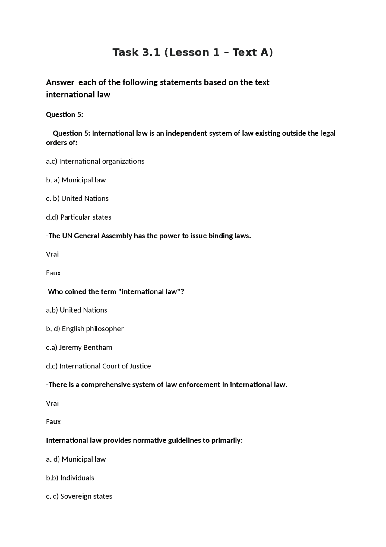 International Law / Literature 2 task 3.1 (Lesson 1 – Text A ...