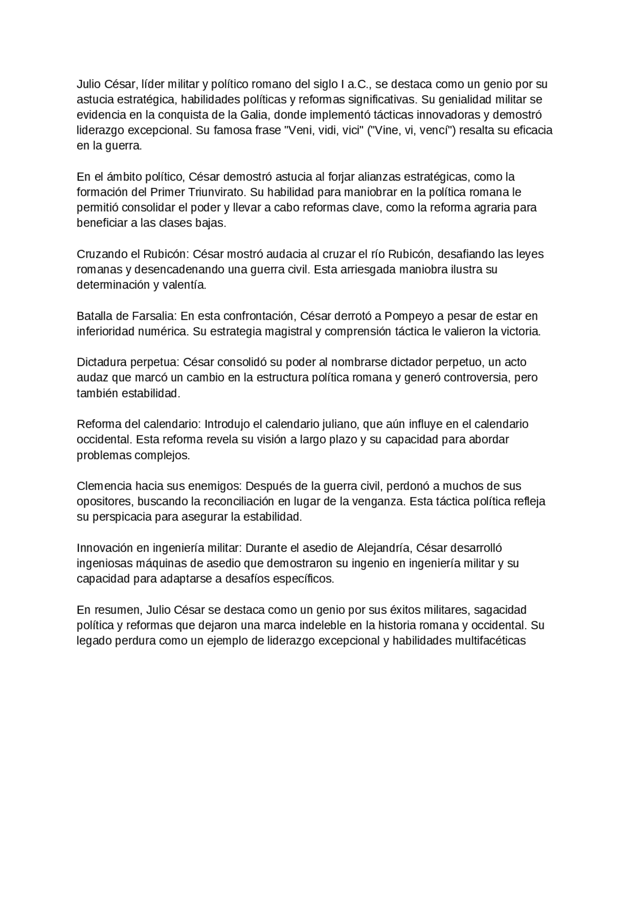 cesar: cómo pasó el rubicón | Ejercicios de Historia | Docsity