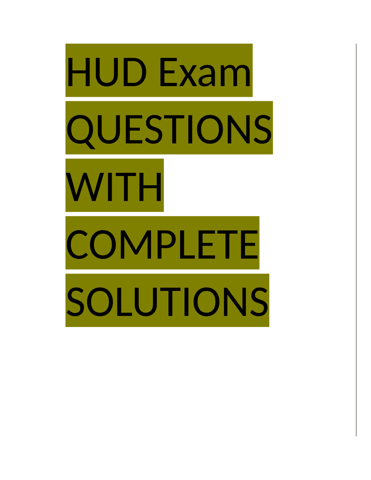 HUD Exam QUESTIONS WITH COMPLETE SOLUTIONS 2023 Graded (A+). | Exams ...