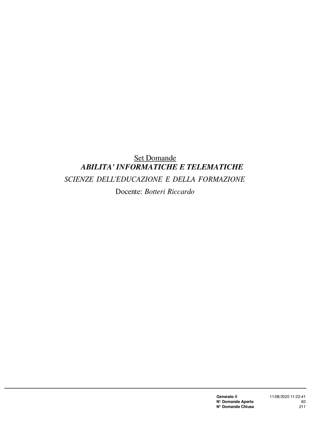 PANIERE ABILITA' INFORMATICHE E TELEMATICHE ECAMPUS | Panieri di Reti informatiche | Docsity