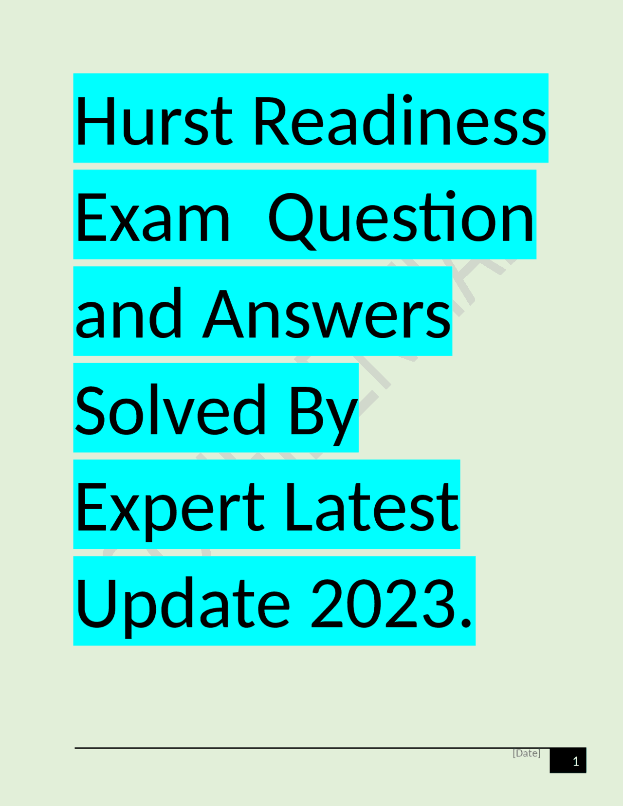 Hurst Readiness Exam Question and Answers Solved By Expert Latest ...