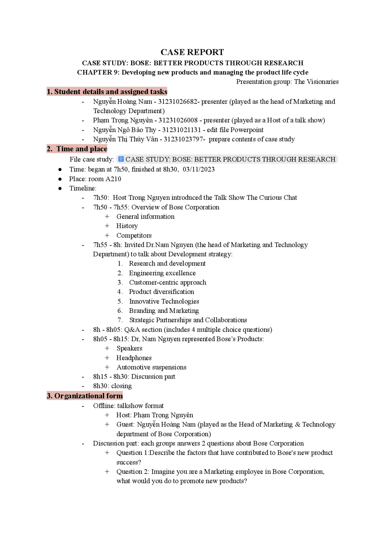 Case report chap 9 Bose company case | Schemes and Mind Maps Marketing ...