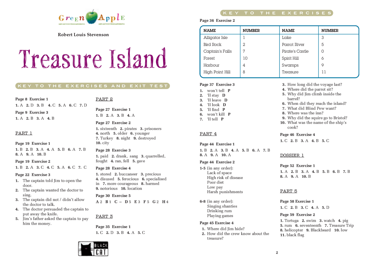 Treasure Island - Clave de los ejercicios y examen final | Ejercicios ...