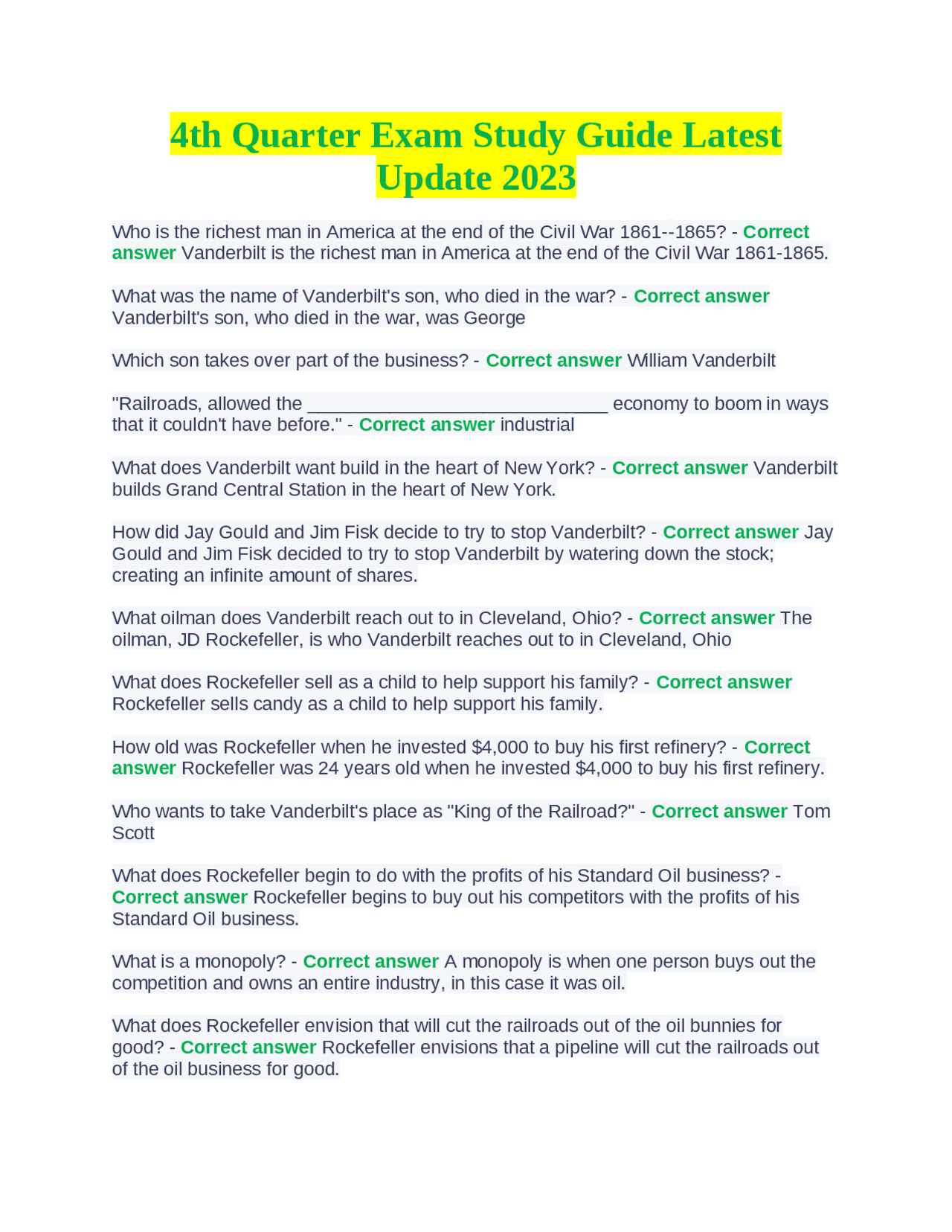 American Industrial Revolution Titans of Industry | Exams Study of ...