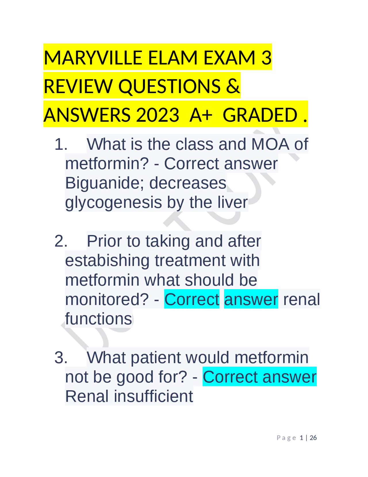 Review Questions and Answers on Diabetes and Hypertension Medications ...
