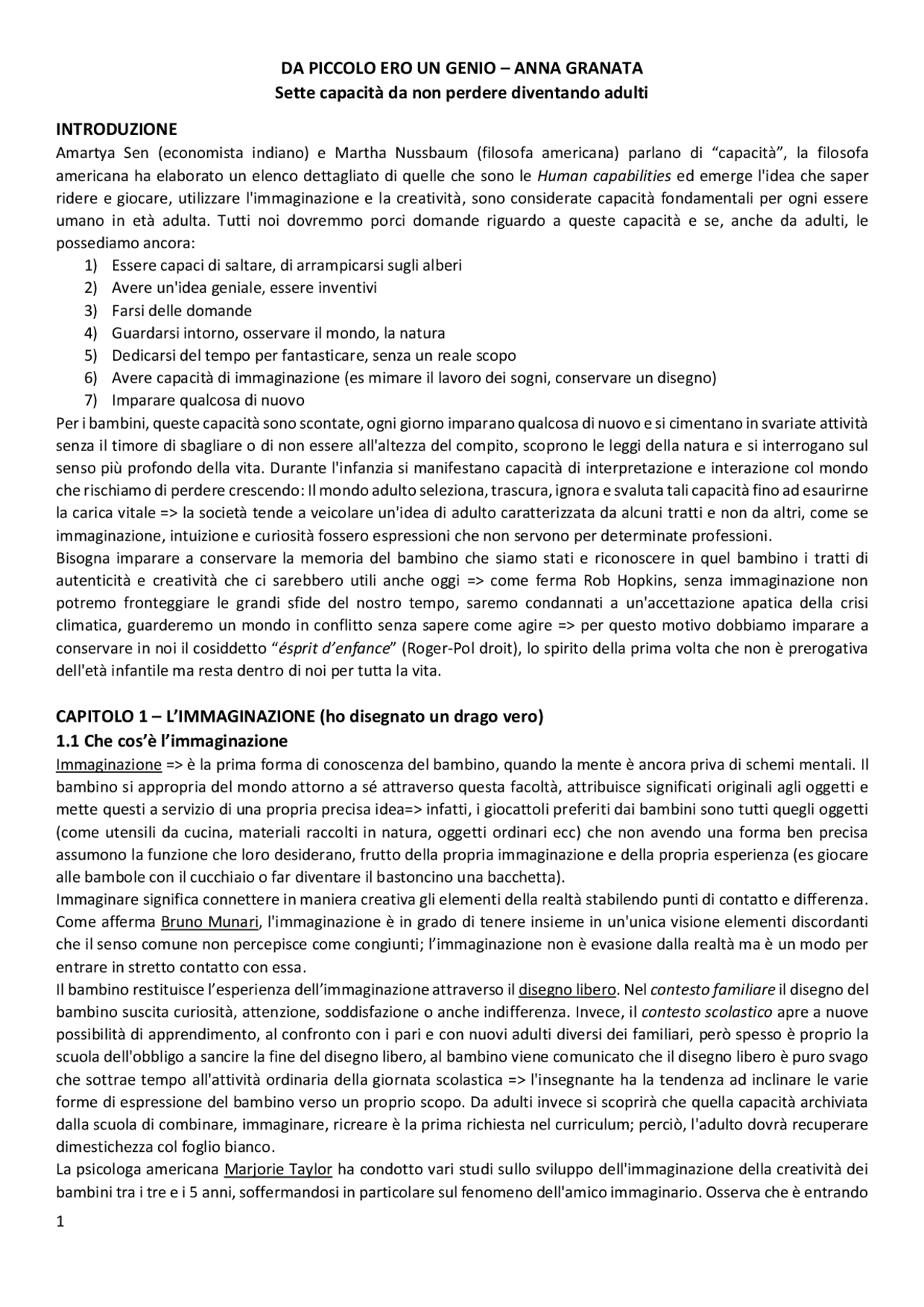 Riassunto "Da piccolo ero un genio" di Anna Granata | Dispense di ...